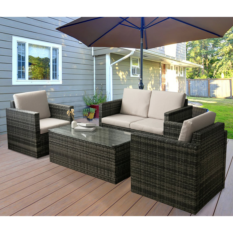 Ebern Designs Gruene 4 Piece Sofa Seating Group with Cushions Reviews Wayfair